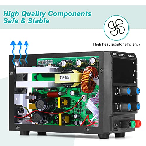 DC Power Supply Variable 3 Digital(35V 5A) CC/CV Mode Single-Output 110V with Alligator to Banana Test Lead,Test Hook Clips, Tweezers for for DIY Electronics Testing, Repairing& Researching