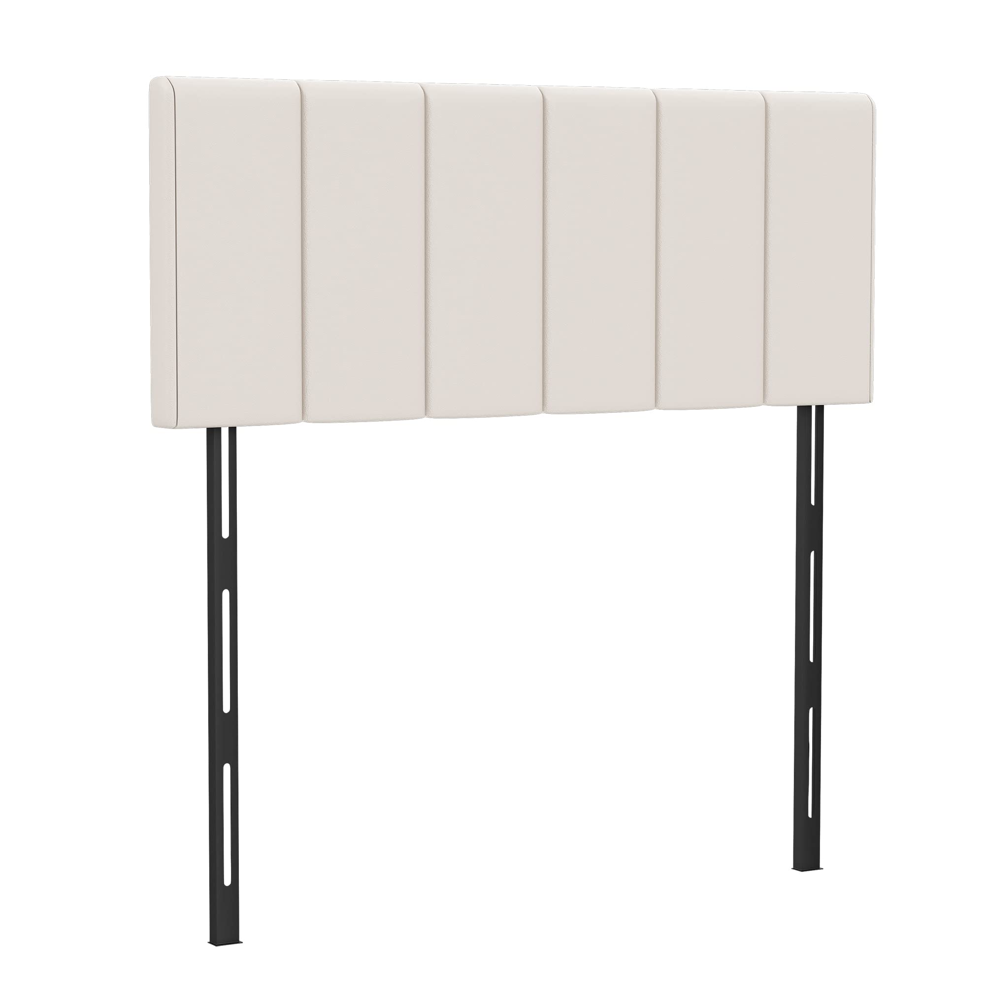 HAOBO Home Upholstered Headboard Foldable King Size Headboards Eastern King/California King Faux Leather Panel with Height Adjustments-White