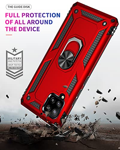 YZOK for Galaxy A42 5G Case,Samsung A42 5G Case,with HD Screen Protector,[Military Grade] Ring Car Mount Kickstand Hybrid Hard PC Soft TPU Shockproof Protective Case for Samsung Galaxy A42 5G (Red)