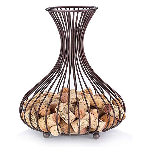 Owlgift Wine Cork Holder, Cork Storage Display Wine Stopper Table Cork Container Storage Organizer for Decoration – Bronze, 7.5 x 7.5 x 9.3 inches
