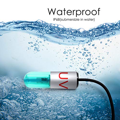 TAISHAN Aquarium Clean Light,3W Mini UV Sanitizer Submersible Light with Timer,Aquarium Water Clean Green Clear Waterproof Clean Lamp for Pond,Swimming Pool,Indoor