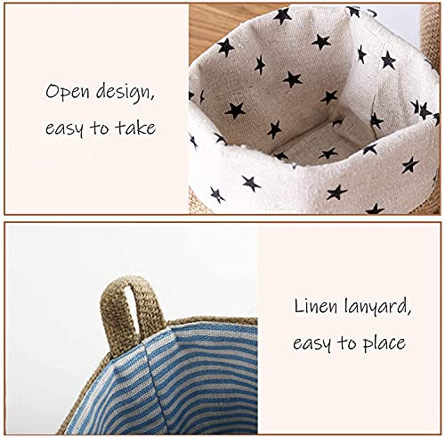 HYDDNice 9PCS Wall Hanging Storage Bags Mini Cotton Linen Storage Basket Foldable Organizer Box Decorative Hanging Bag
