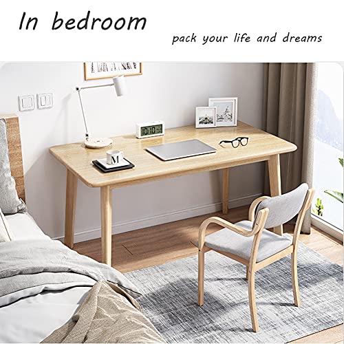 IOTXY Simple Wooden Writing Desk - Freestanding Modern PC Laptop Computer Workbench with Solid Wood Legs for Home Office, TV Table, Music Live Desk, Walnut