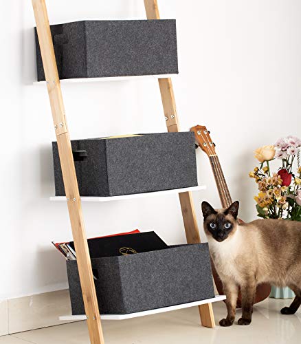 2 pack self-supporting collapsible felt storage basket in darkgrey for storaging and sorting of clothes, toys and office files