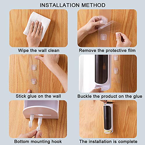 Nail-Free Wall Mount Plastic Bag Holder, 2 Opening Grocery and Shopping Bag Dispenser Hooks, Garbage Bag Organizer With Lid, Office Supplies Home Kitchen Bag Saver for Grocery Bags (White)