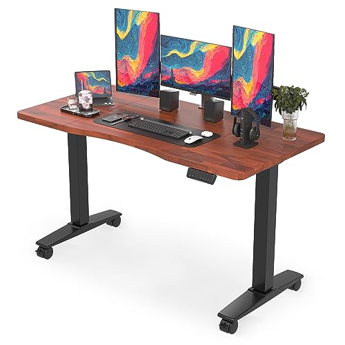 Monomi Height Adjustable Electric Standing Desk, 55 x 24 Inches Stand up Desk, Sit Stand Home Office Computer Desk(Black Frame+Cherry Top)