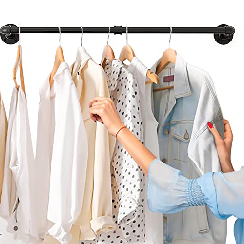 Varsoul Wall Mounted Clothes Rack - 48" Clothing Garment Rack, Space-Saving Heavy Duty Detachable Iron Clothes Hanger Pole, Multi-Purpose Hanging Rod for Closet Storage
