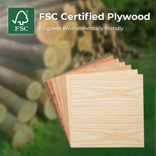 xTool Selected Mahogany Plywood 30 PCS, 1/8" Thin Wood Sheets 12" x 12" A/B Grade Mahogany Wood for Crafts, Laser Cutting & Engraving, Unfinished Wood Pieces for Crafts & for DIY Decorations