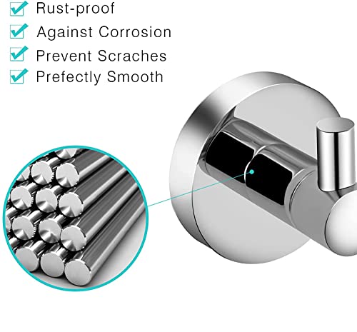 JASSFERRY Single Dual Towel Hooks Wall Mounted Bathroom Closets Coat Clothes Heavy Duty Robe Hook Holder Bathroom, Polished Chrome (Single Hook A)