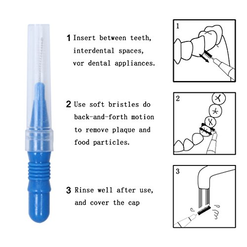50 Pieces Interdental Brush,Toothpicks Tooth Flossing Head Oral Dental Hygiene Brush,Teeth Cleaner Dental Floss Stick Tooth Cleaning Tool