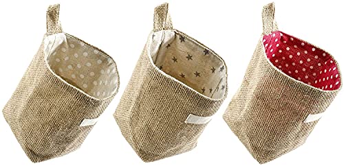 HYDDNice 9PCS Wall Hanging Storage Bags Mini Cotton Linen Storage Basket Foldable Organizer Box Decorative Hanging Bag