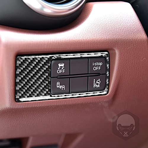 RRX Car Driver Side Dash Board Switch i Stop Button Panel Cover Sticker Decoration Carbon Fiber Interior Accessories for Mazda MX 5 Miata ND Roadster 2016 2021 CX 4 CX 5 for Mazda 3 Atenza Axela (CF)