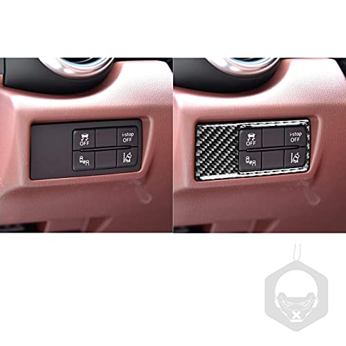 RRX Car Driver Side Dash Board Switch i Stop Button Panel Cover Sticker Decoration Carbon Fiber Interior Accessories for Mazda MX 5 Miata ND Roadster 2016 2021 CX 4 CX 5 for Mazda 3 Atenza Axela (CF)