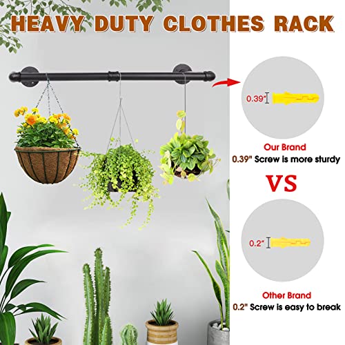 Varsoul Wall Mounted Clothes Rack - 48" Clothing Garment Rack, Space-Saving Heavy Duty Detachable Iron Clothes Hanger Pole, Multi-Purpose Hanging Rod for Closet Storage