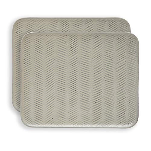 Bloomingville Debossed Stoneware Platter, Reactive Glaze, Grey (Each One Will Vary) Dinnerware