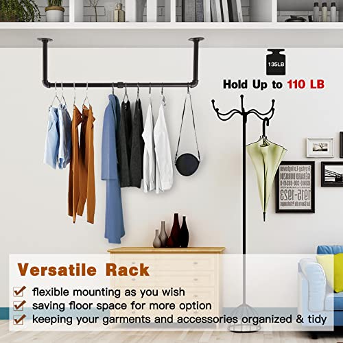 Varsoul Wall Mounted Clothes Rack - 48" Clothing Garment Rack, Space-Saving Heavy Duty Detachable Iron Clothes Hanger Pole, Multi-Purpose Hanging Rod for Closet Storage