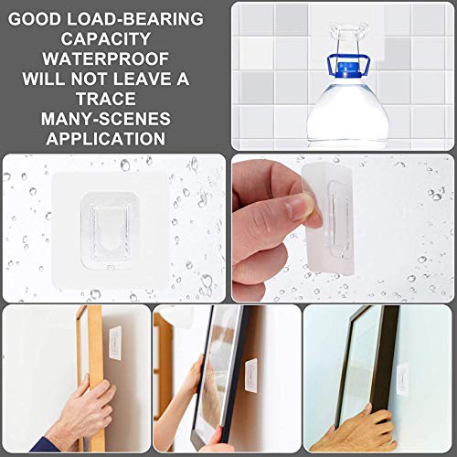 vilihkc 40pcs(20set) Double-Sided Self-Adhesive Wall Hooks Heavy Duty Hooks Multi-Purpose Transparent Adhesive Hooks for Bathroom and Kitchen, Waterproof and Oil-Proof 13.2lb/6kg(Max)