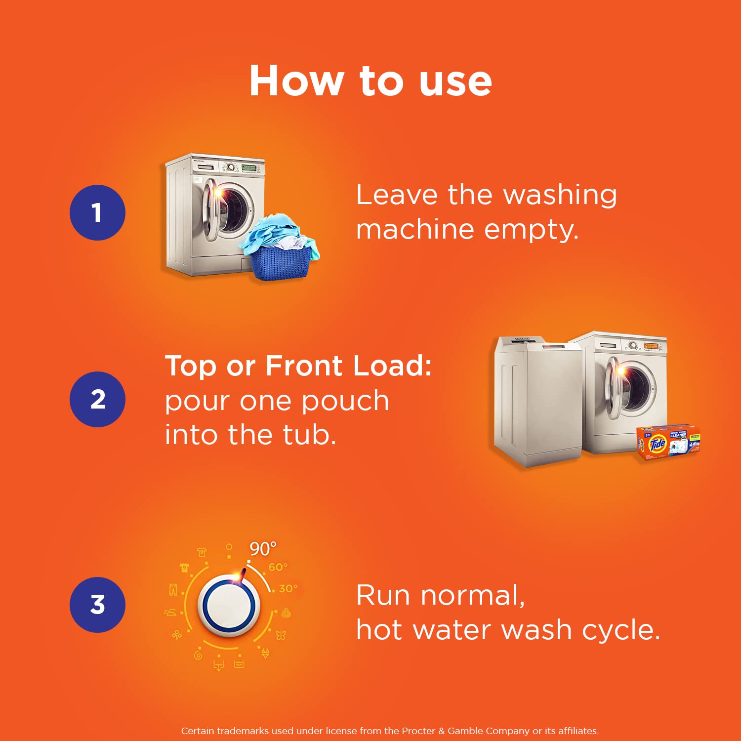 Tide Washing Machine Cleaner, Washer Machine Cleaner with Oxi for Front and Top Loader Washer Machines, Deep Cleaning Residue & Odor Eliminator, 10 Month Supply + Calendar