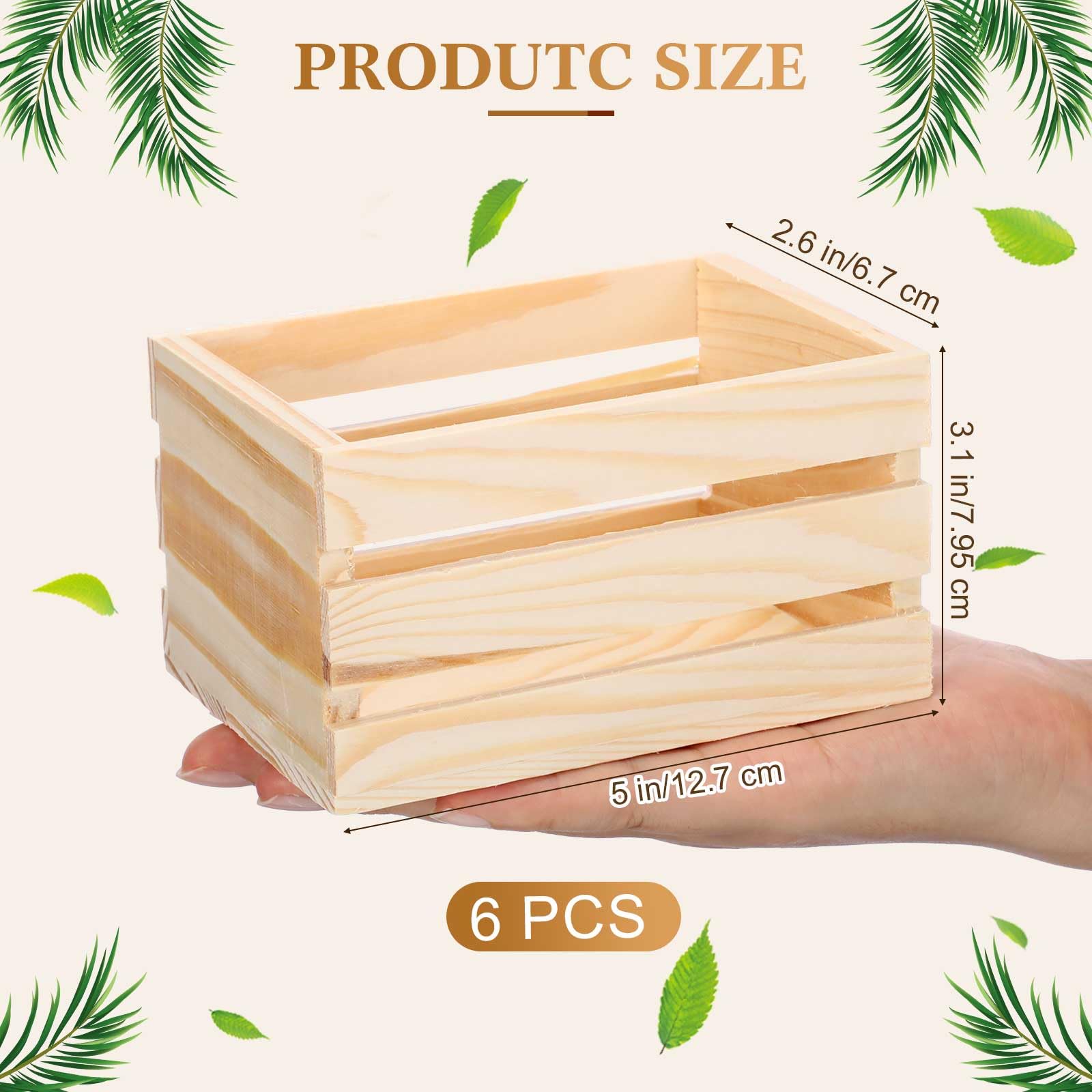 Roowest Small Wooden Crates 5" Craft Nesting Wood Basket Unfinished Storage for Display Storage Decor DIY Milk Wine Towel Toys Retail Art Craft Home Bathroom(24 Pcs)