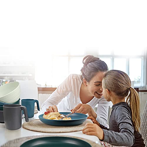 Shopwithgreen Plastic Dinnerware Sets (16PCS) - Lightweight & Unbreakable Dinnerware Set - Microwave Safe Plates Set, Bowls, Cups Mugs, Service for 4, Great for Kids & Adult (Round)