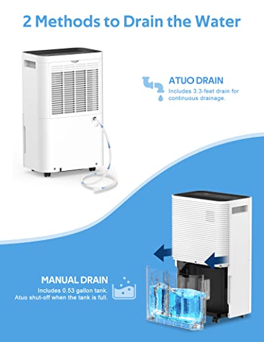 ZAFRO Dehumidifiers for Home, Bathroom, Bedroom, 45 Pints (50 Pint Under 90°F/90% RH) Dehumidifier with Auto Defrost, 4L Water Tank, 3 Colors LED Light, White