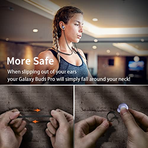 Woocon Galaxy Buds Pro Strap, Soft Silicone Sports Anti Lost Strap Lanyard Special Anti-slip Texture Design Accessories Only Compatible with Samsung Galaxy Buds Pro Neck Rope Cord(Black)