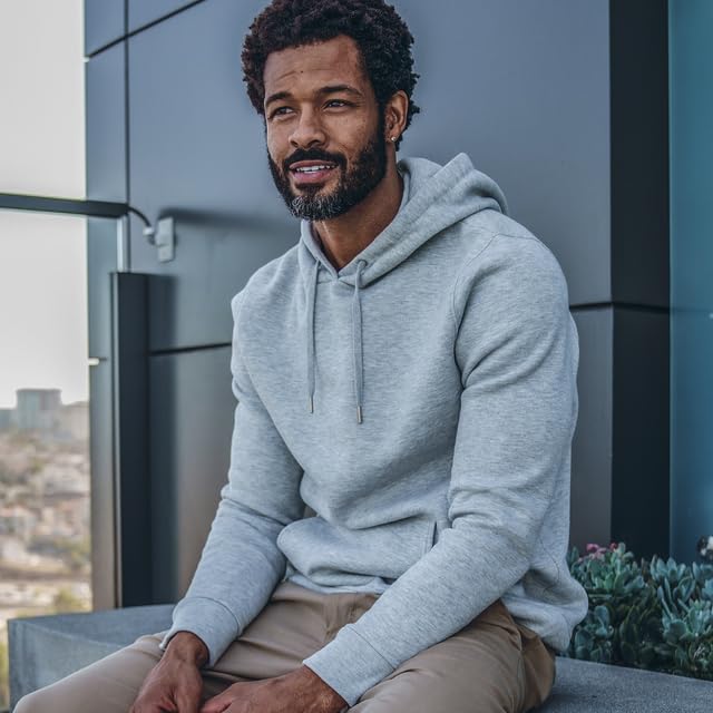 Fresh Clean Threads Heather Grey Pullover Hoodies for Men - Pre Shrunk Soft Fitted Premium Classic Fit - Cotton Poly Mens Hoodie - Large