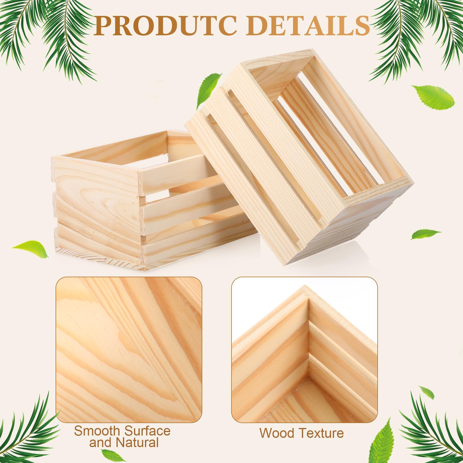 Roowest Small Wooden Crates 5" Craft Nesting Wood Basket Unfinished Storage for Display Storage Decor DIY Milk Wine Towel Toys Retail Art Craft Home Bathroom(24 Pcs)