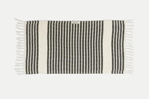 Bazaar Anatolia Turkish Hand Towels for Bathroom Set of 2 | 33"x19", Cotton | Bathroom & Decorative Hand Towels for Kitchen Dishcloth, Tea, Yoga, Face, Gym - Mat Black
