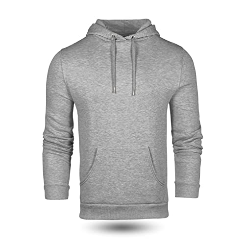 Fresh Clean Threads Heather Grey Pullover Hoodies for Men - Pre Shrunk Soft Fitted Premium Classic Fit - Cotton Poly Mens Hoodie - Large