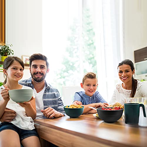 Shopwithgreen Plastic Dinnerware Sets (16PCS) - Lightweight & Unbreakable Dinnerware Set - Microwave Safe Plates Set, Bowls, Cups Mugs, Service for 4, Great for Kids & Adult (Round)