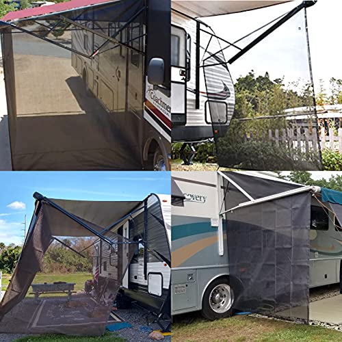 Shoppingsoon RV Awning Side Sun Shade 9β x 7β Screen Kit Compatible with Dometic Camping Trailer Canopy Black Mesh Screen UV Blocker