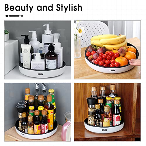 LAMY Lazy Susan Organizer Kitchen Organization, 2 Pack 10 Inch Lazy Susan Turntable for Cabinet, Pantry, Refrigerator and Table, Black