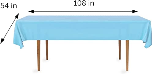 DecorRack 6 Pack Rectangular Tablecloths -BPA- Free Plastic, 54 x 108 inch, Dining Table Cover Cloth, Light Blue (6 Pack)
