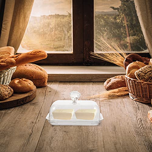 YARNOW Dishes Funny Butter Dish Acrylic Butter Dish with Lid Clear Plastic Butter Keeper Container Cheese Cream Crisper Box Butter Cutter Sealed Storage Box 14. 5x8cm Butter Box Cheesecake