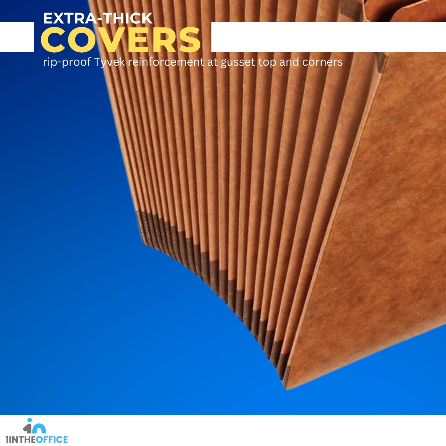 1InTheOffice Expanding File Folder Organizer, Accordion Folder with Flap, A-Z File Organizer Legal Size, Brown
