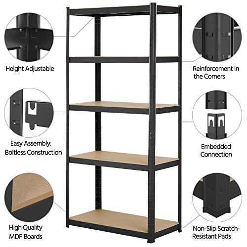 Autofather Heavy Duty 5 Tier Boltless Shelving Unit Greenhouse Garage Utility Home Storage Rack 59" x 28" x 12"