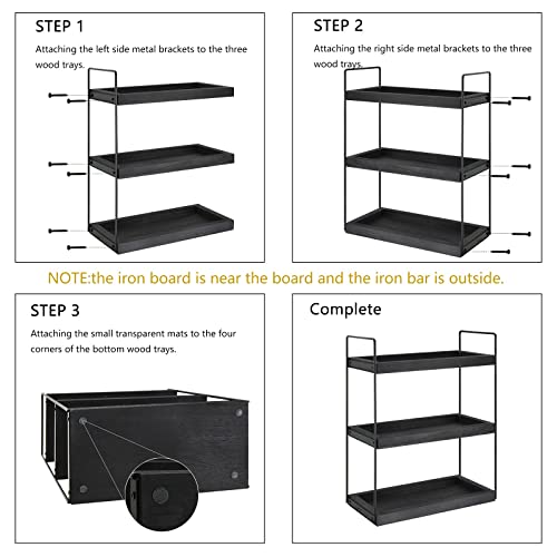 3 Tier Bathroom Counter Organizer, Wood Bathroom Organizer Countertop Storage Shelf, Bathroom Trays for Counter, Standing Rack Skincare Organizer Cosmetic Holder, Kitchen Spice Rack Bathroom Decor