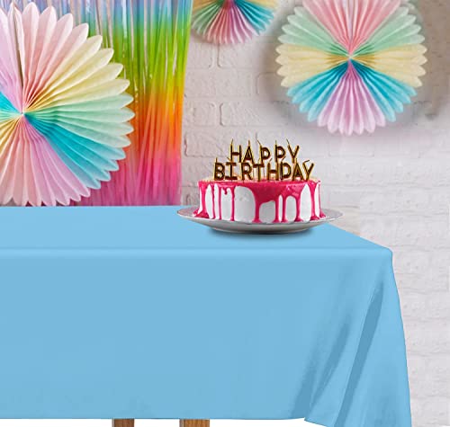 DecorRack 6 Pack Rectangular Tablecloths -BPA- Free Plastic, 54 x 108 inch, Dining Table Cover Cloth, Light Blue (6 Pack)