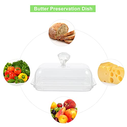 YARNOW Dishes Funny Butter Dish Acrylic Butter Dish with Lid Clear Plastic Butter Keeper Container Cheese Cream Crisper Box Butter Cutter Sealed Storage Box 14. 5x8cm Butter Box Cheesecake