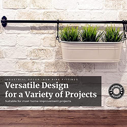 Ironwerks Designs 20" Urban Industrial Pipe Wall Rack - Clothing Rack, Closet Organization, Retail Display, Black