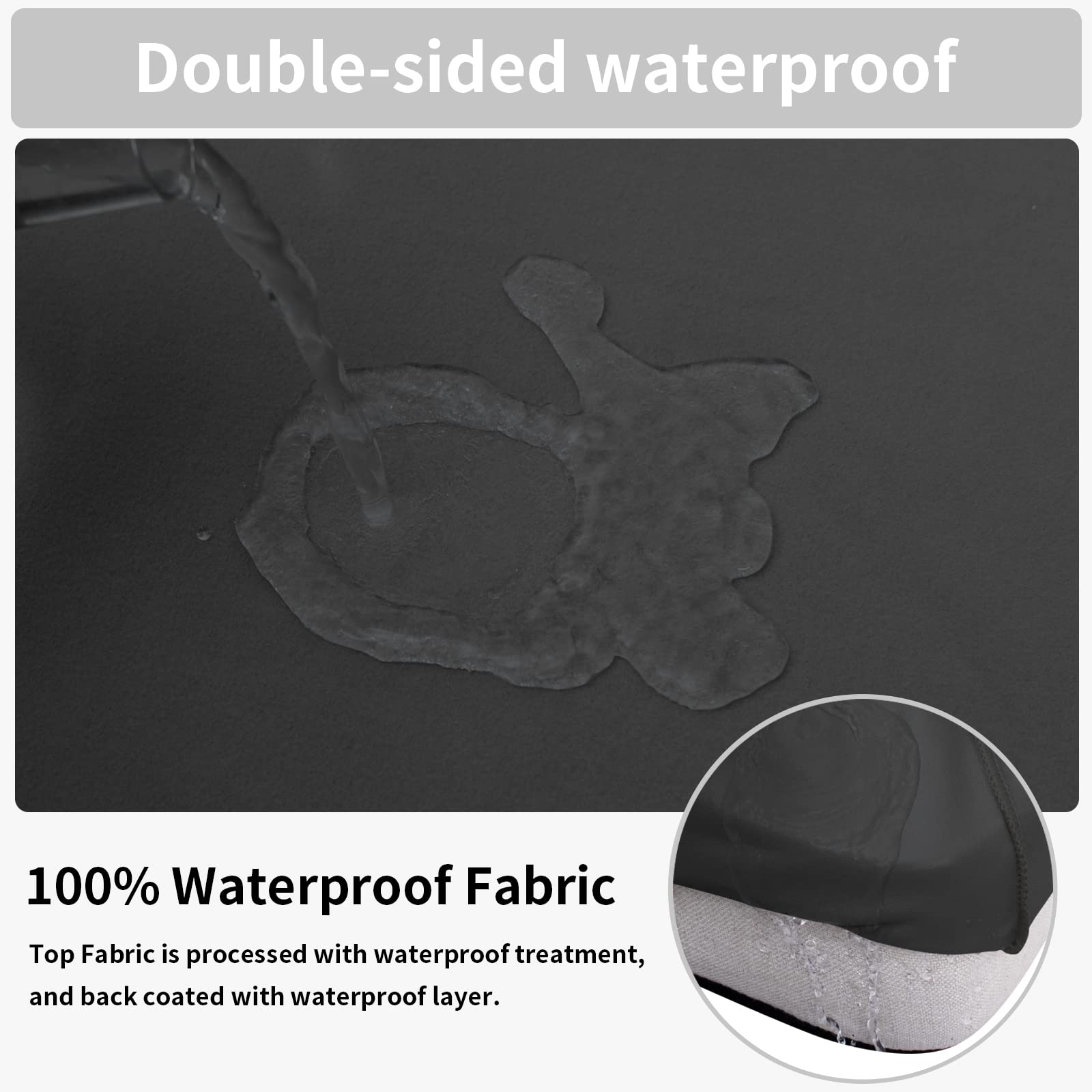 Easy-Going 100% Waterproof 3 Pieces Couch Cushion Covers for Sectional Sofa Left/Right L Shape Chaise Lounge Sofa Seat slipcover Anti-Slip Sofa Cover (2 Seater + 1 Chaise, Dark Gray