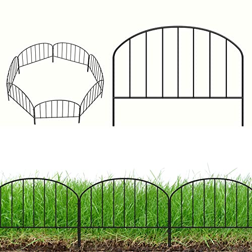 7 Panels Landscape Fencing for Lawn Front Yard, Small Garden Fence Animal Barrier 12.4"(H) x 9.5ft(L), Tree Fence Flower Bed Fence Metal Fence Border, Decorative Garden Fence Border