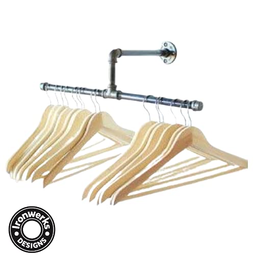 Ironwerks Designs 20" Urban Industrial Pipe Wall Rack - Clothing Rack, Closet Organization, Retail Display, Black