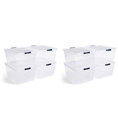 Rubbermaid Cleverstore Home/Office Organization 71 Quart Latching Plastic Storage Tote Container Box Bin with Lid, Clear (8 Pack)