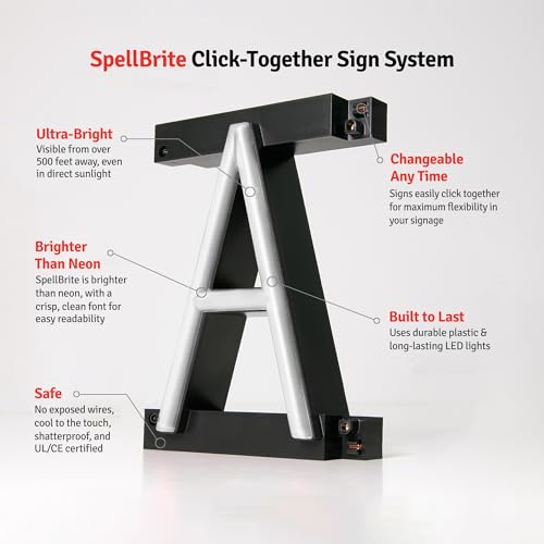 SpellBrite ABIERTO 24 HORAS Sign for Businesses | Abierto-Related Signs with Neon Look, White LED Light | 25.2" x 23.8"