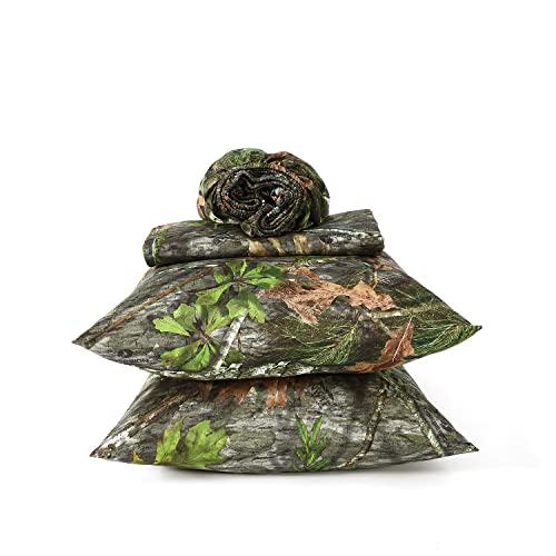 VISI-ONE Microfiber Obsession NWTF 4 PC Camo Bedding Set - Lightweight Camouflage Sheets with Pillow Cases β Rustic & Hunting Bed Sheet Set with Deep Pocket Fitted Sheet - Full