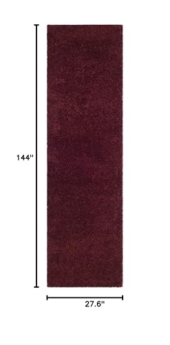 SAFAVIEH Laguna Shag Collection Runner Rug - 2'3" x 12', Maroon, Solid Design, Non-Shedding & Easy Care, 2-inch Thick Ideal for High Traffic Areas in Living Room, Bedroom (SGL303R)