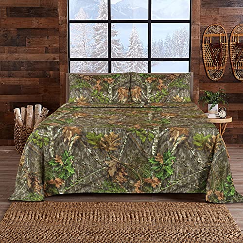 VISI-ONE Microfiber Obsession NWTF 4 PC Camo Bedding Set - Lightweight Camouflage Sheets with Pillow Cases â Rustic & Hunting Bed Sheet Set with Deep Pocket Fitted Sheet - Full