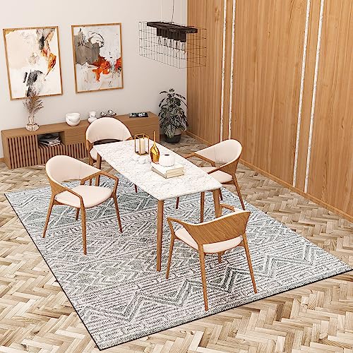 Handicrafts Home Wool Rug - 8x10 feet Handmade Area Rug - Premium Hand-Tufted Wool Boho Area Rug - Modern Decorative Rug for Office, Home, Hallway - Made in India - Still River Grey